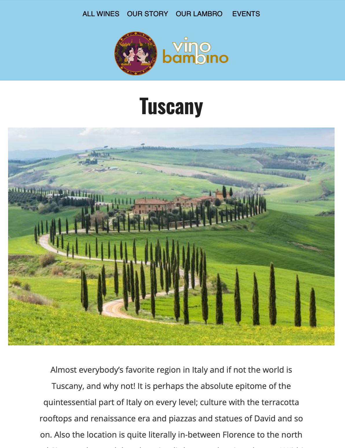 Tuscany – shop vino bambino
